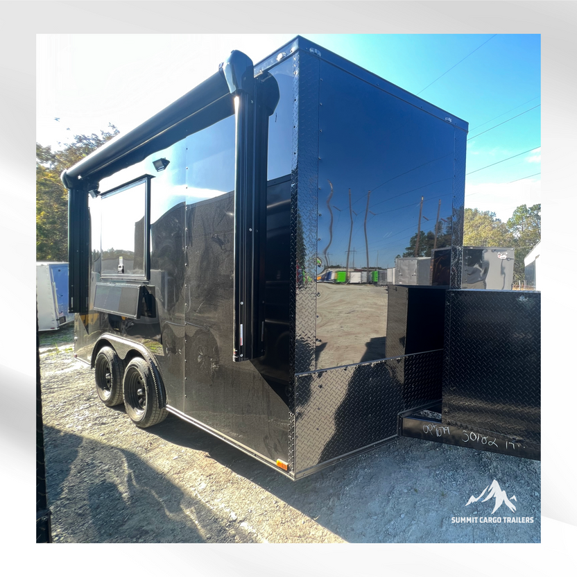 8.5X16TA Charcoal Concession Gullwing Porch Trailer – Summit Cargo Trailers