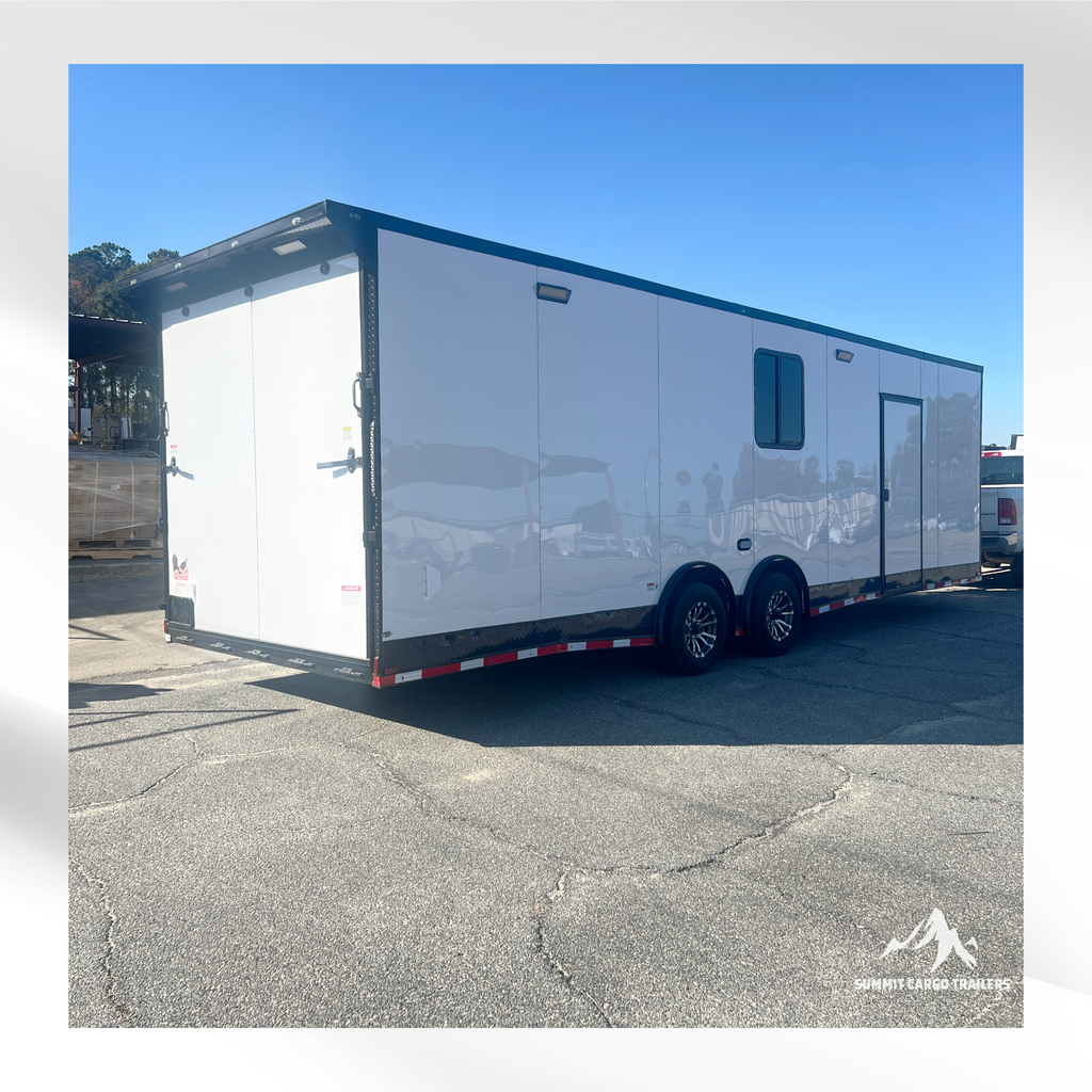 8.5X28TA White Race Ready Trailer – Summit Cargo Trailers