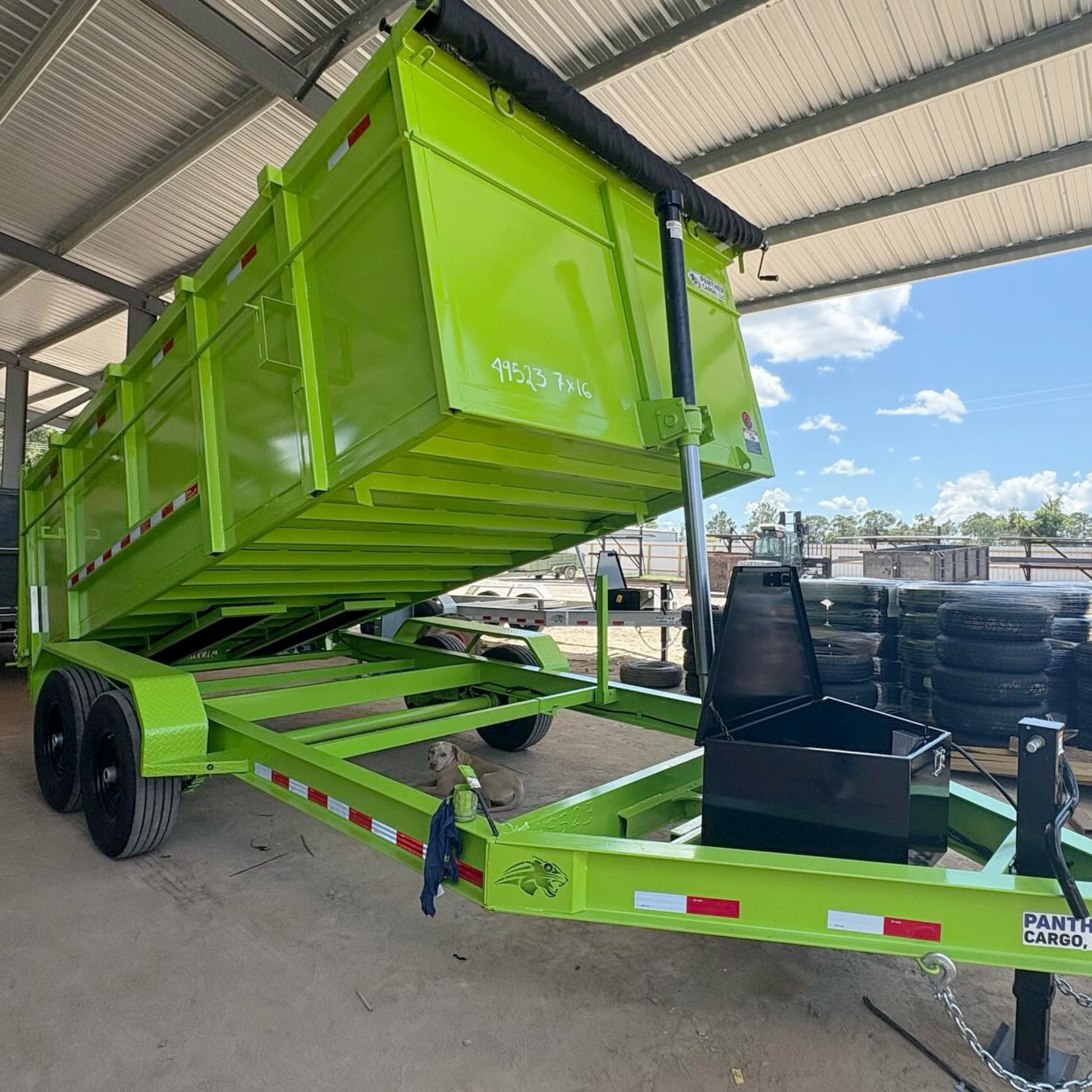 7X16TA Lime Green Dump Trailer – Summit Cargo Trailers